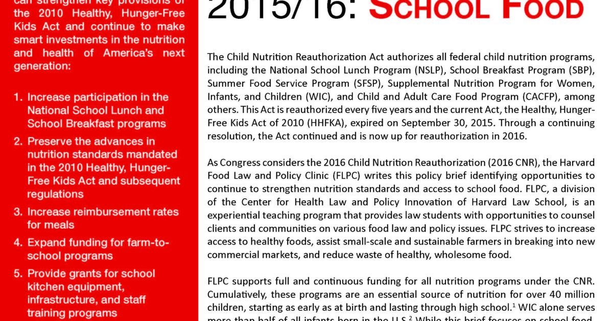 Food Law Clinic urges Congress to continue progress towards making ...