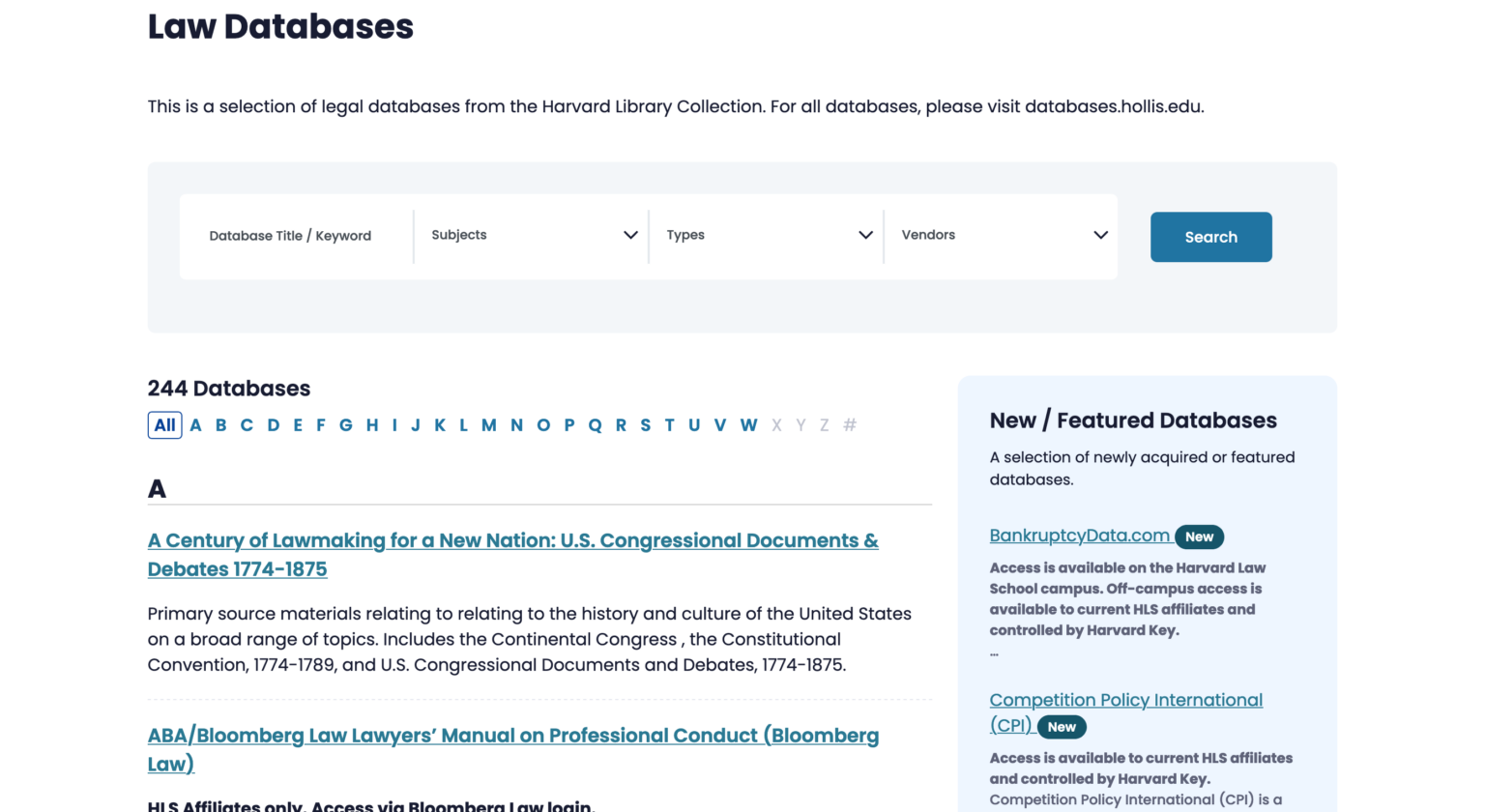 Legal Databases - Harvard Law School | Harvard Law School