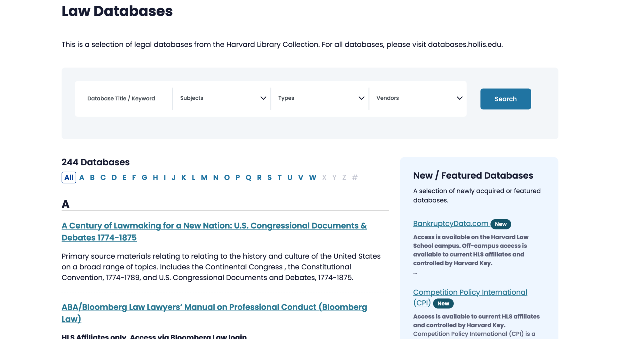 Legal Databases - Harvard Law School | Harvard Law School