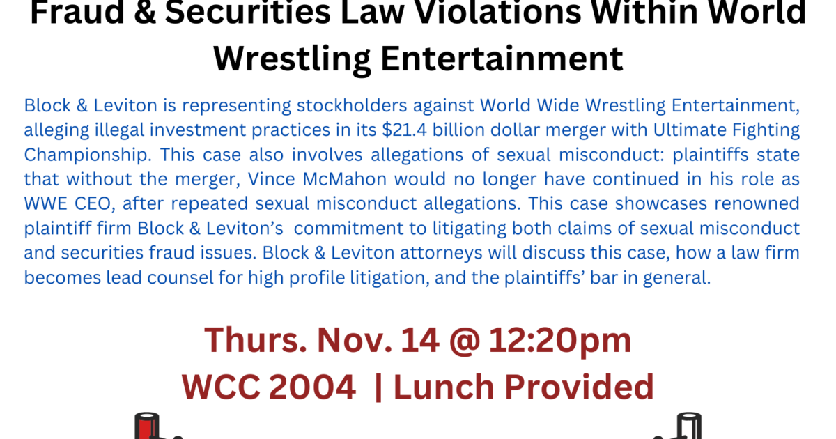 Wrestling With the WWE: Uncovering Investment Fraud & Securities Law ...