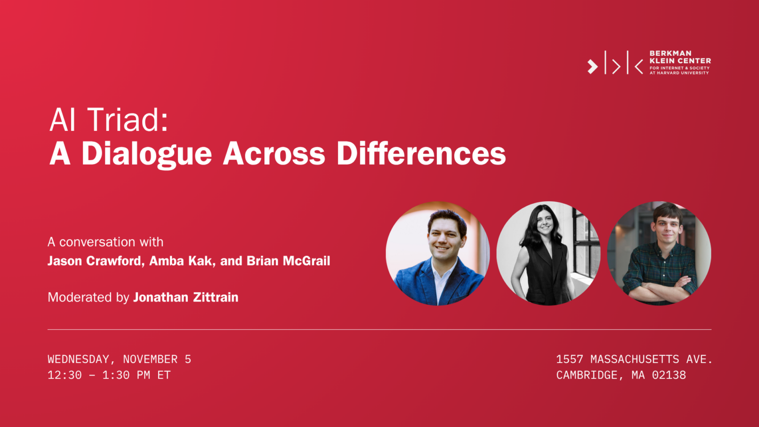 AI Triad: A Dialogue Across Differences - Harvard Law School | Harvard Law School