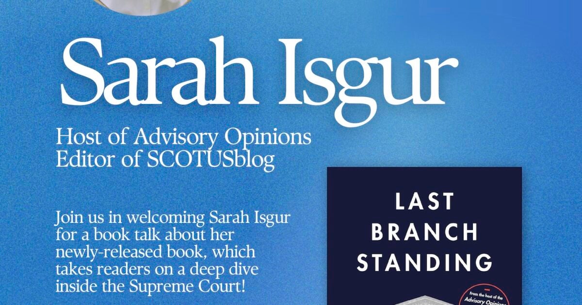 Book Talk: Last Branch Standing, with Sarah Isgur '08 - Harvard Law ...